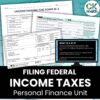 Filing Federal Income Tax Financial Literacy Unit - Using W-2s and Form ...