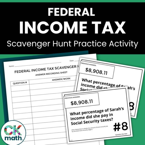 Federal Income Taxes Scavenger Hunt - W-2s, Tax Tables, and the 1040 ...