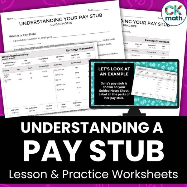 Understanding Your Pay Stub Lesson - Paychecks, Deductions, & Income ...