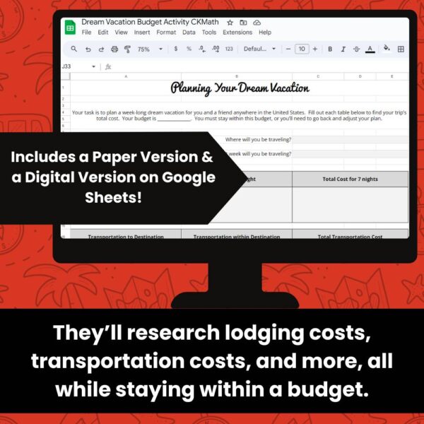 Dream Vacation on a Budget Personal Finance Activity - Digital + Paper ...