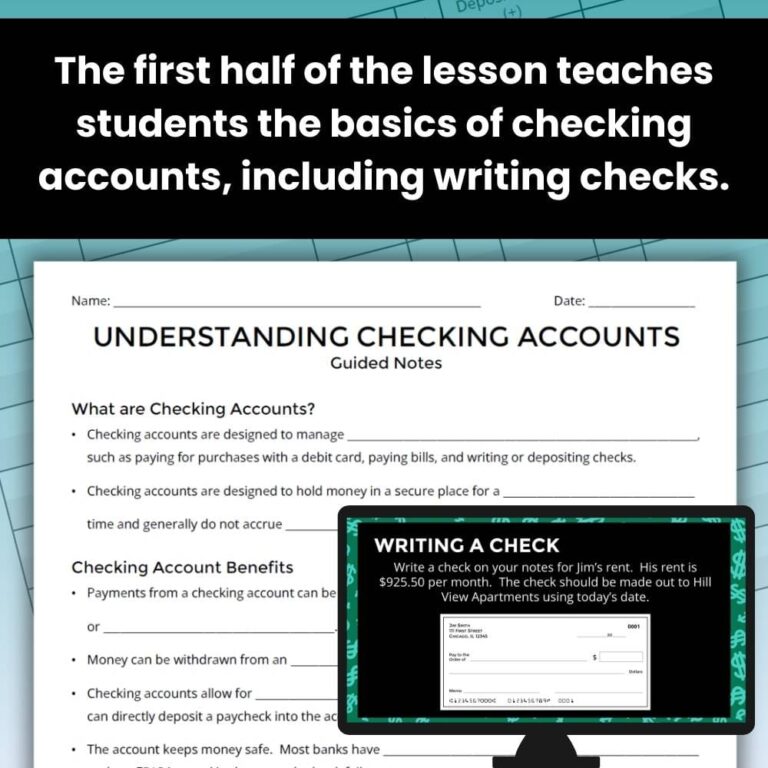 Understanding Checking Accounts Financial Literacy Lesson | CKMath®