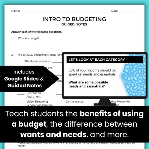 Intro to Budgeting - Financial Literacy Lesson and Practice Stations ...