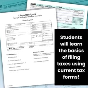 Filing Federal Income Tax Financial Literacy Unit - Using W-2s and Form ...