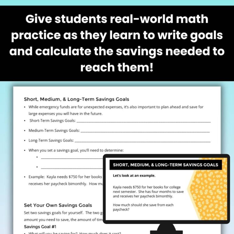 Setting Savings Goals - Financial Literacy Lesson and Practice | CKMath®