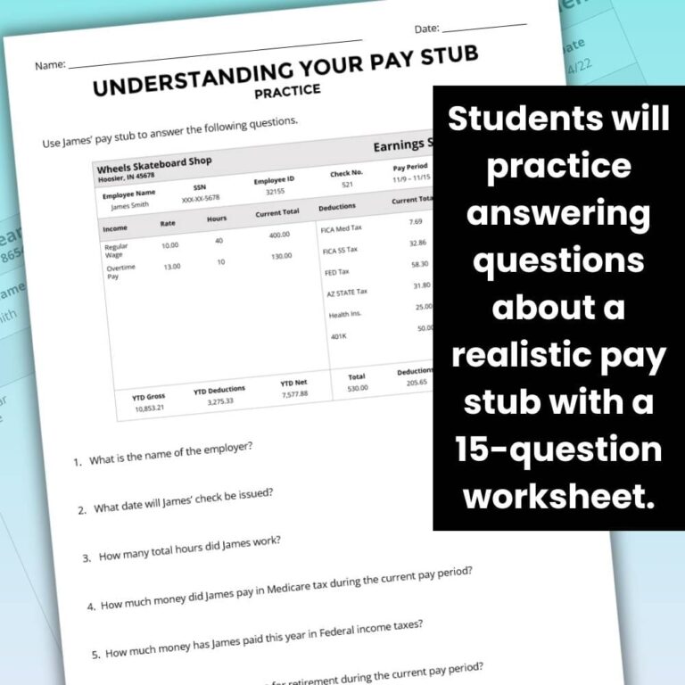 Understanding Your Pay Stub Bundle - Paycheck Lesson, Practice ...