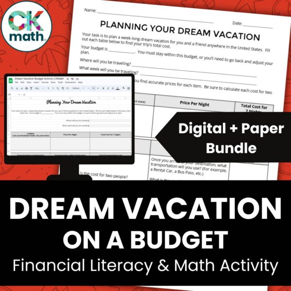 Dream Vacation on a Budget Personal Finance Activity - Digital + Paper ...