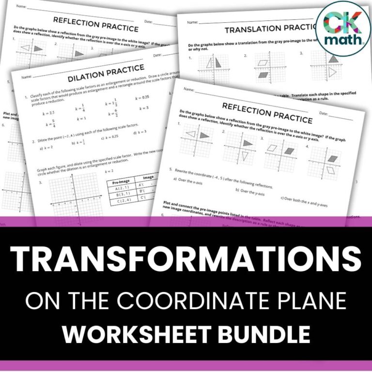 Transformations on the Coordinate Plane Practice Worksheet Bundle | CKMath®