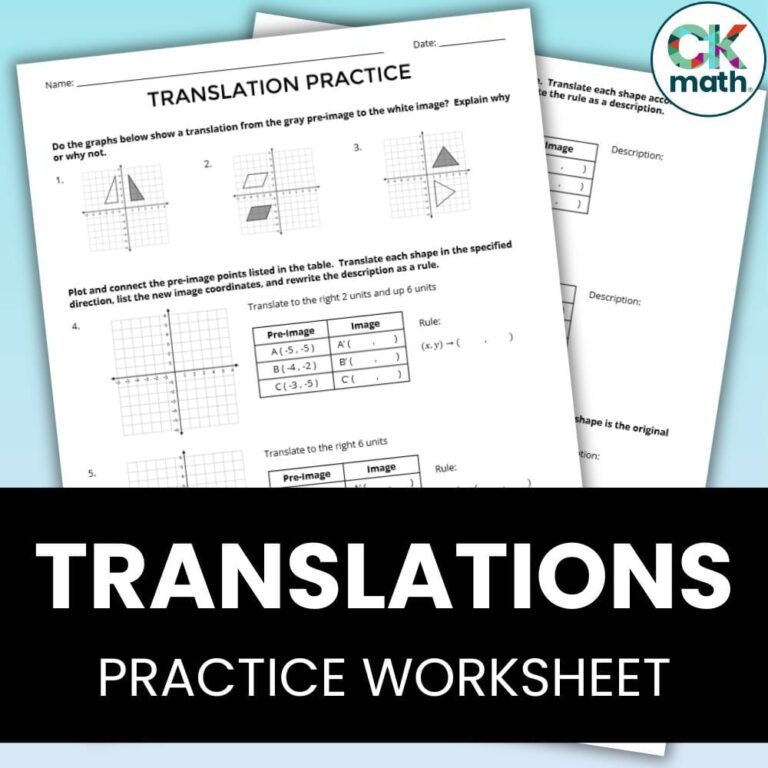 Translations Practice Worksheet - Practice Translations on the ...