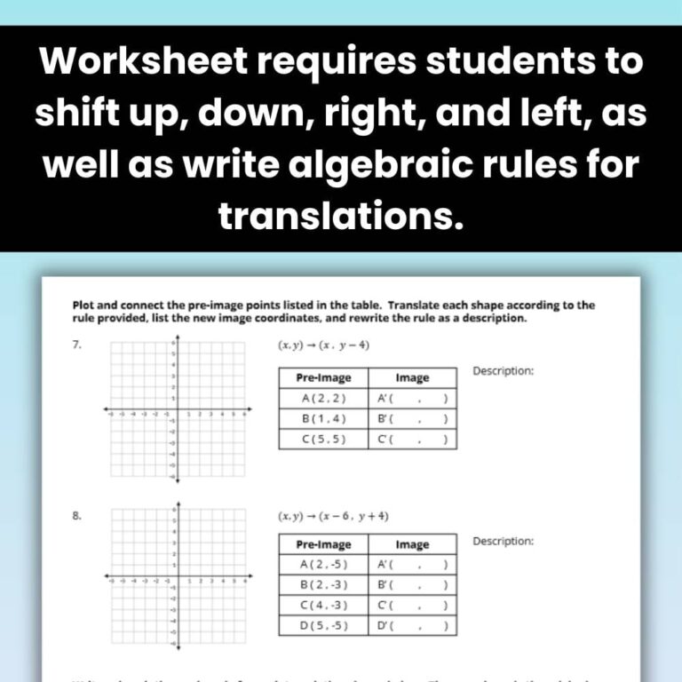 Translations Practice Worksheet - Practice Translations on the ...