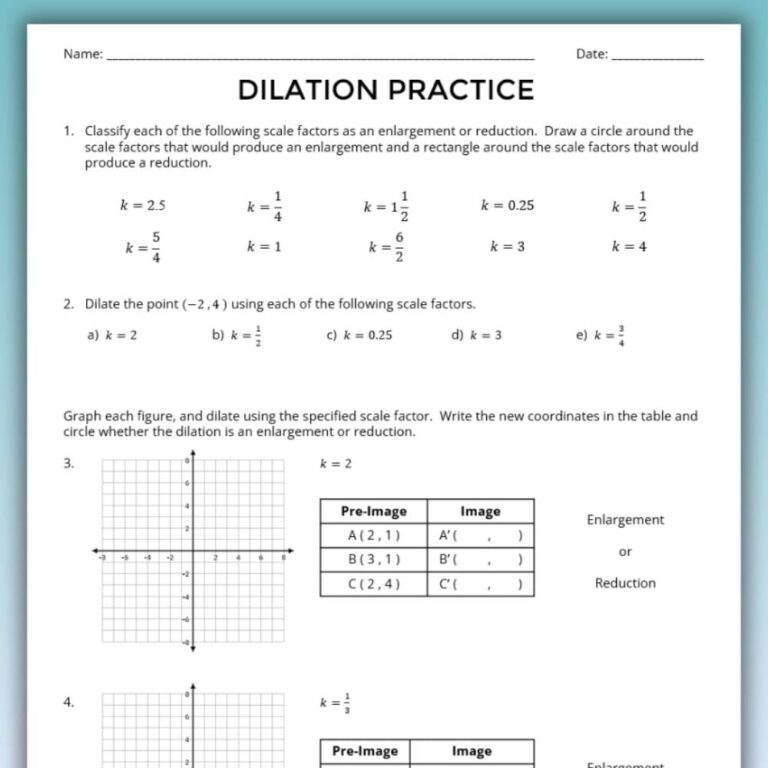 Dilations Practice Worksheet - Practice Dilations on the Coordinate ...
