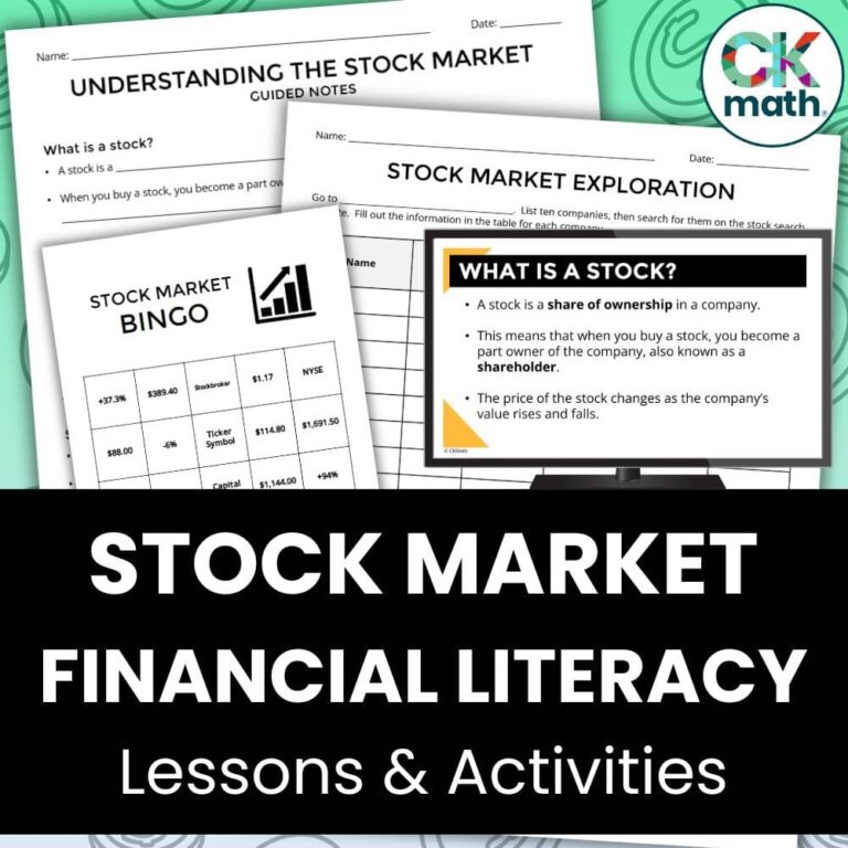 Stock Market Lessons & Activities - Investing Financial Literacy Bundle ...