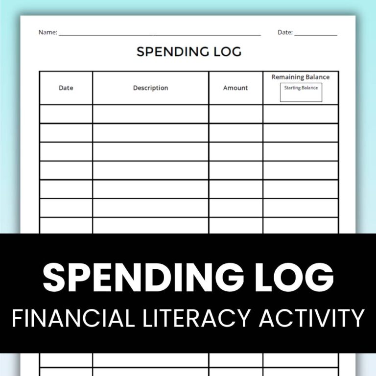 Blank Spending Log for Financial Literacy Activities | CKMath®