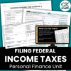 Filing Federal Income Tax Financial Literacy Unit - Using W-2s and Form ...