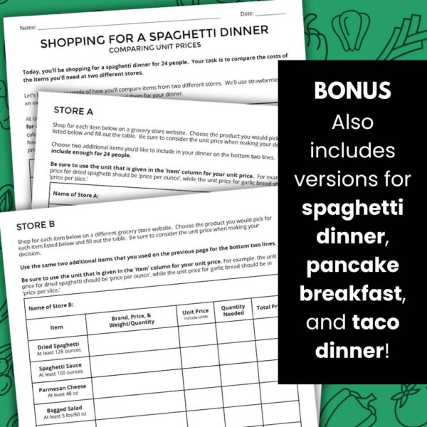 Shopping for a Cookout - Unit Price/Unit Rate Better Buy Activity | CKMath®